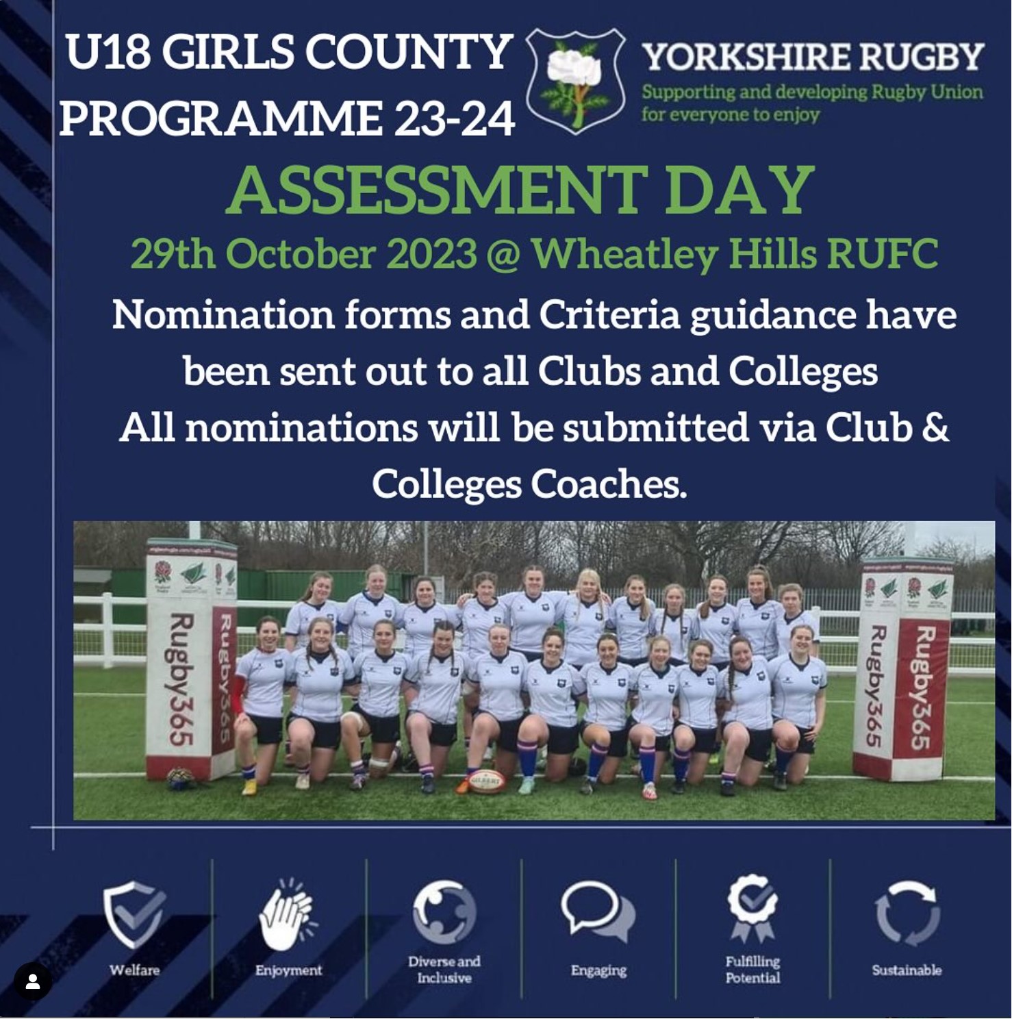 Yorkshire RFU - News - Yorkshire U18s Girls Nominations Due