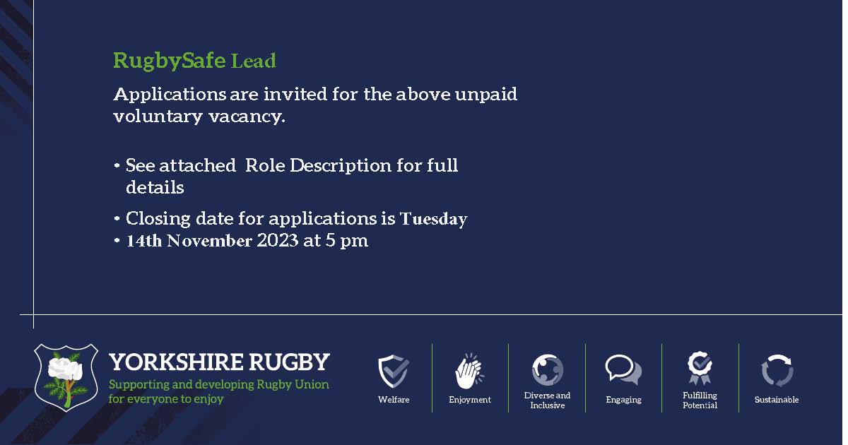 Yorkshire RFU - News - RugbySafe Lead Vacancy