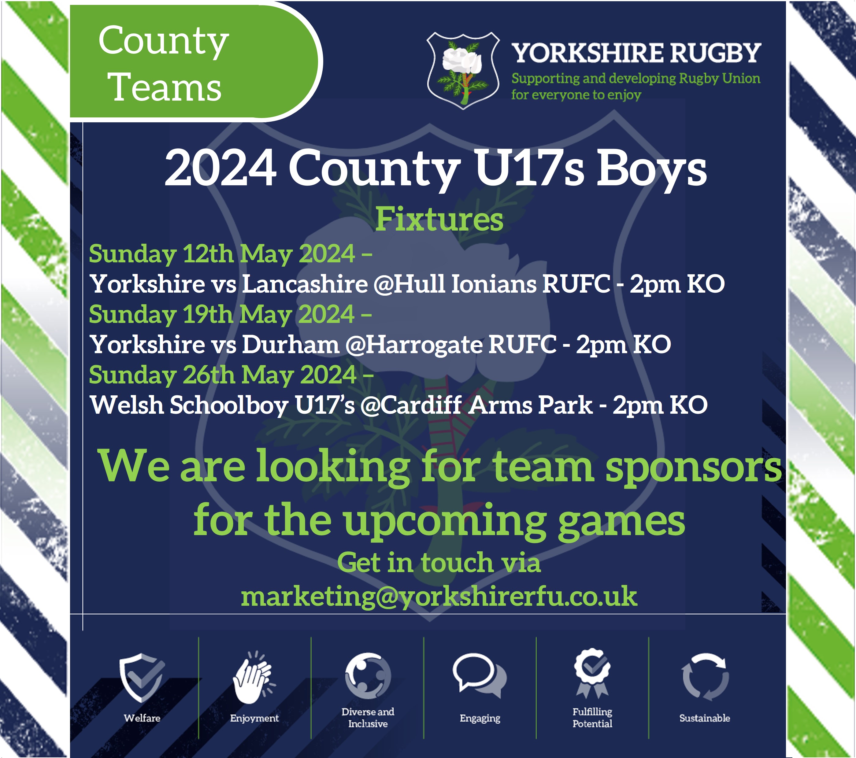 Yorkshire RFU - News - Yorkshire RFU U17s Boys Sponsorship