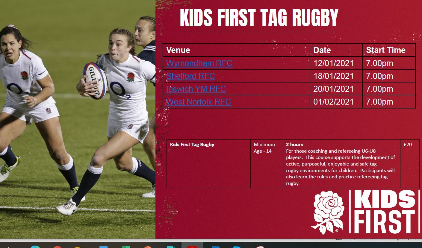 Eastern Counties Rugby Union - News - Kids First - Tag Rugby