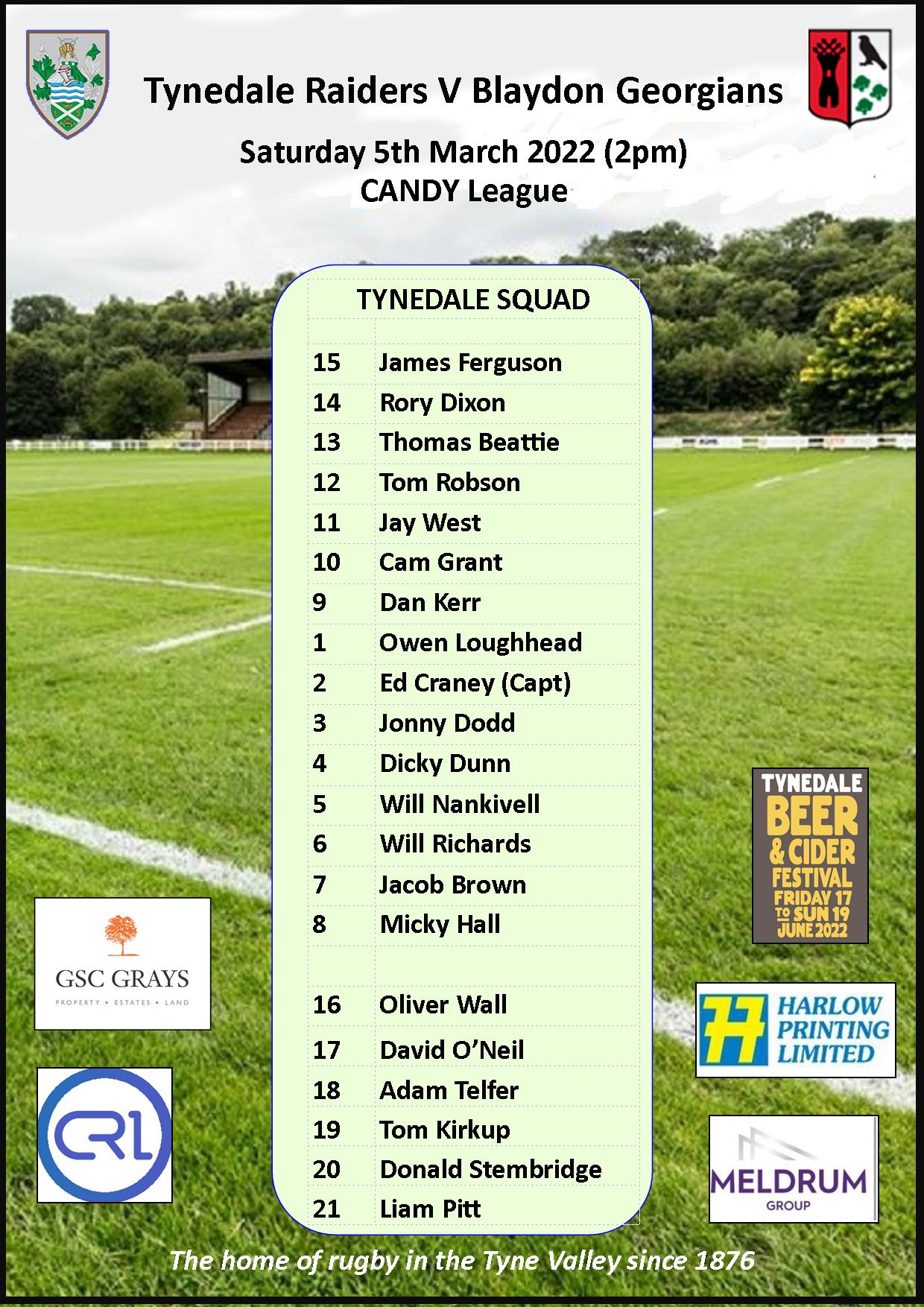 Weekend Rugby Schedule