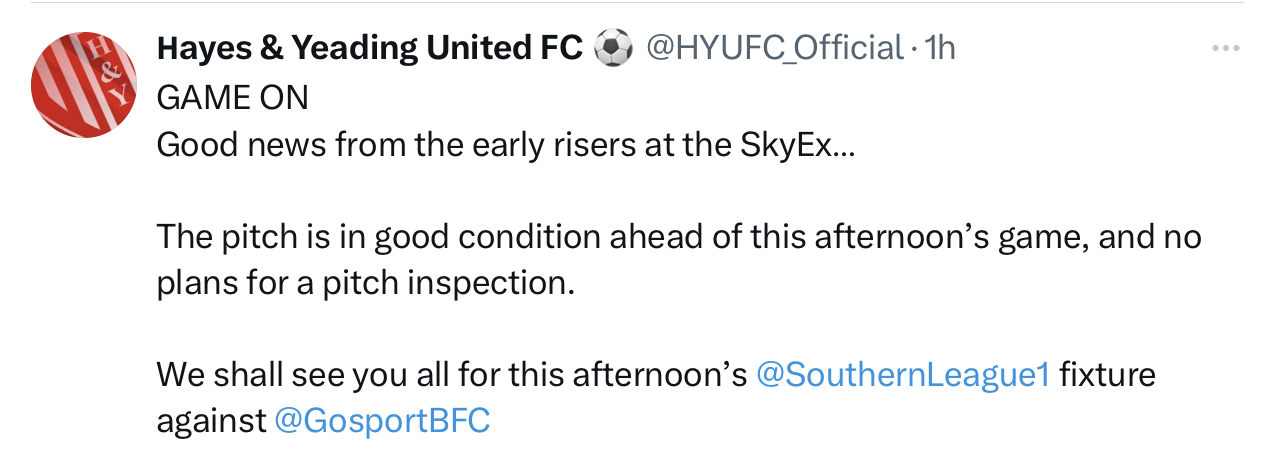 Match Day - Game On At The SKYex - KO 3pm