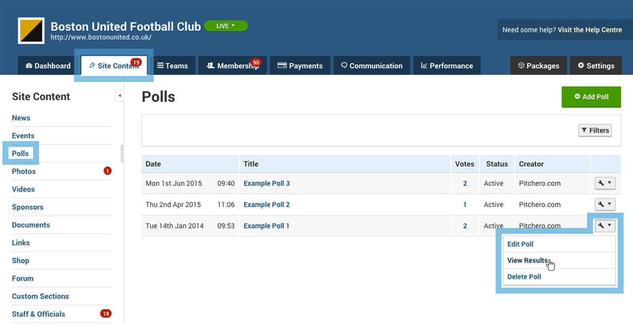 Polls - News, Events & Polls - Site Content - Club Website - User ...